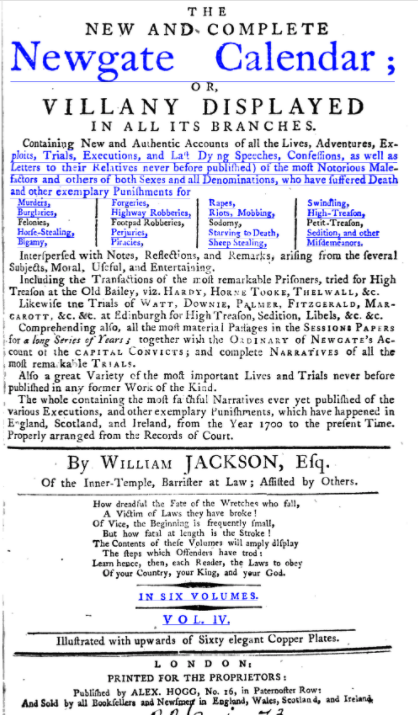 Newgate Calendar 1795 - Naomi Clifford